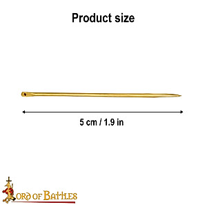 Lord of Battles Medieval Needle Viking Embroidery Needle Handmade Knitting Needles Binding Tool, Multipurpose Weaving/Knitting/Stitching Needles for Craft Work (Set of 6, Brass Needles - 2.3")