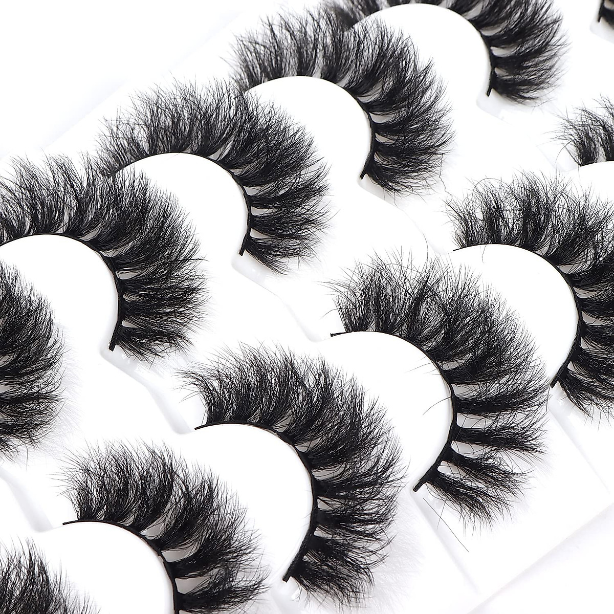Wleec Beauty Fluffy Mink Lashes 16mm, 3D Fake Eyelashes Thick, Dramatic Eye Lashes Pack (7 Pairs, Black, FM36)