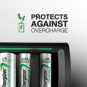 Energizer Rechargeable Battery Charger for C Cell, D Cell, AA, AAA, and 9V Rechargeable Batteries