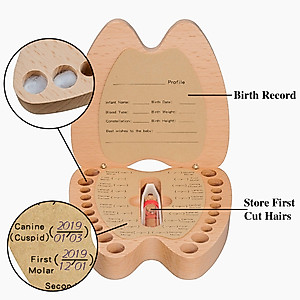 Artinova Baby Teeth Keepsake Box Wooden Box Tooth Shaped Box for Boys Girls, ARTA-0060