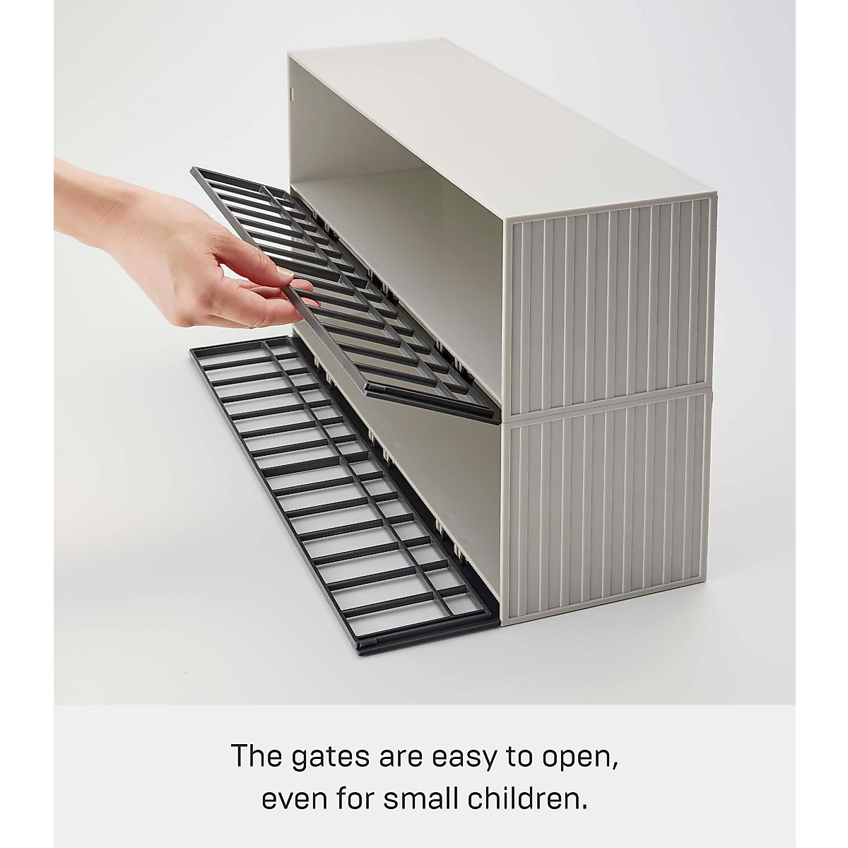 Yamazaki Home Two-Tier Toy Dinosaur and Animal Display Storage Rack, Childrens' Toy Bin Organizer Box, Plastic, Stackable, No Assembly Req.