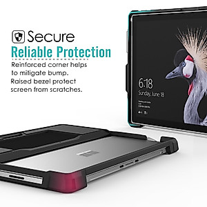 MoKo Case Fit Microsoft Surface Pro 7 / Pro 6 / Pro 5 / Pro 2017 / Pro 4 / Pro LTE, All-in-One Protective Rugged Cover Case with Pen Holder, Hand Strap, Compatible with Type Cover Keyboard, Black