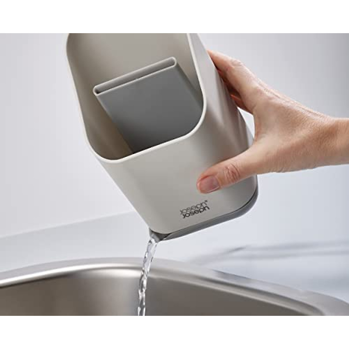 Joseph Joseph Duo Kitchen Sink Cutlery Drainer with Knife Slot, Kitchen Sink Drying Rack Cutlery Organizer, Grey