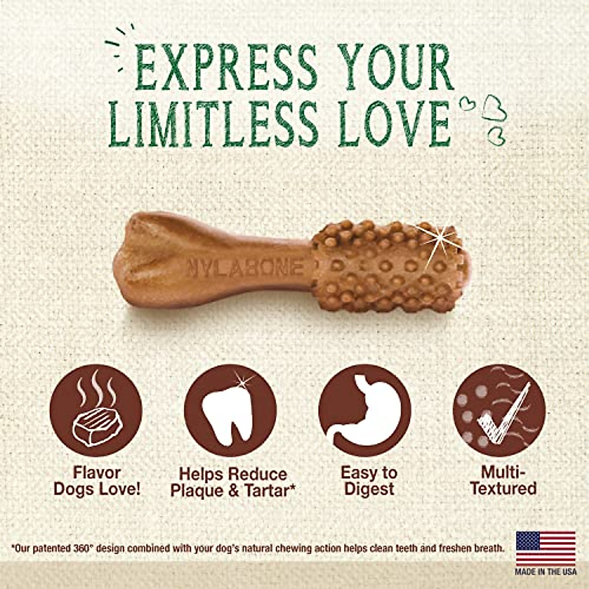 Nylabone Nutri Dent Filet Mignon Flavored Dog Dental Chews 32 Mini 1.75" Treats for Dogs 5-10 lbs.