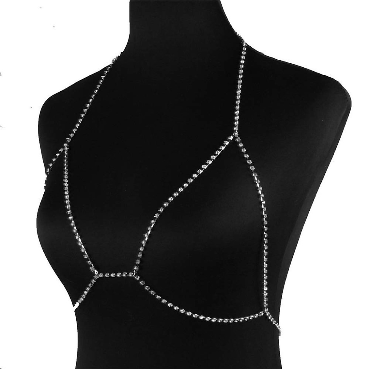 Sexy Rhinestone Body Chain with Multi-layered Long Choker Necklaces Rhinestone Jewelry Necklace Chains Crystal Body Chain for Women Party Body Jewelry