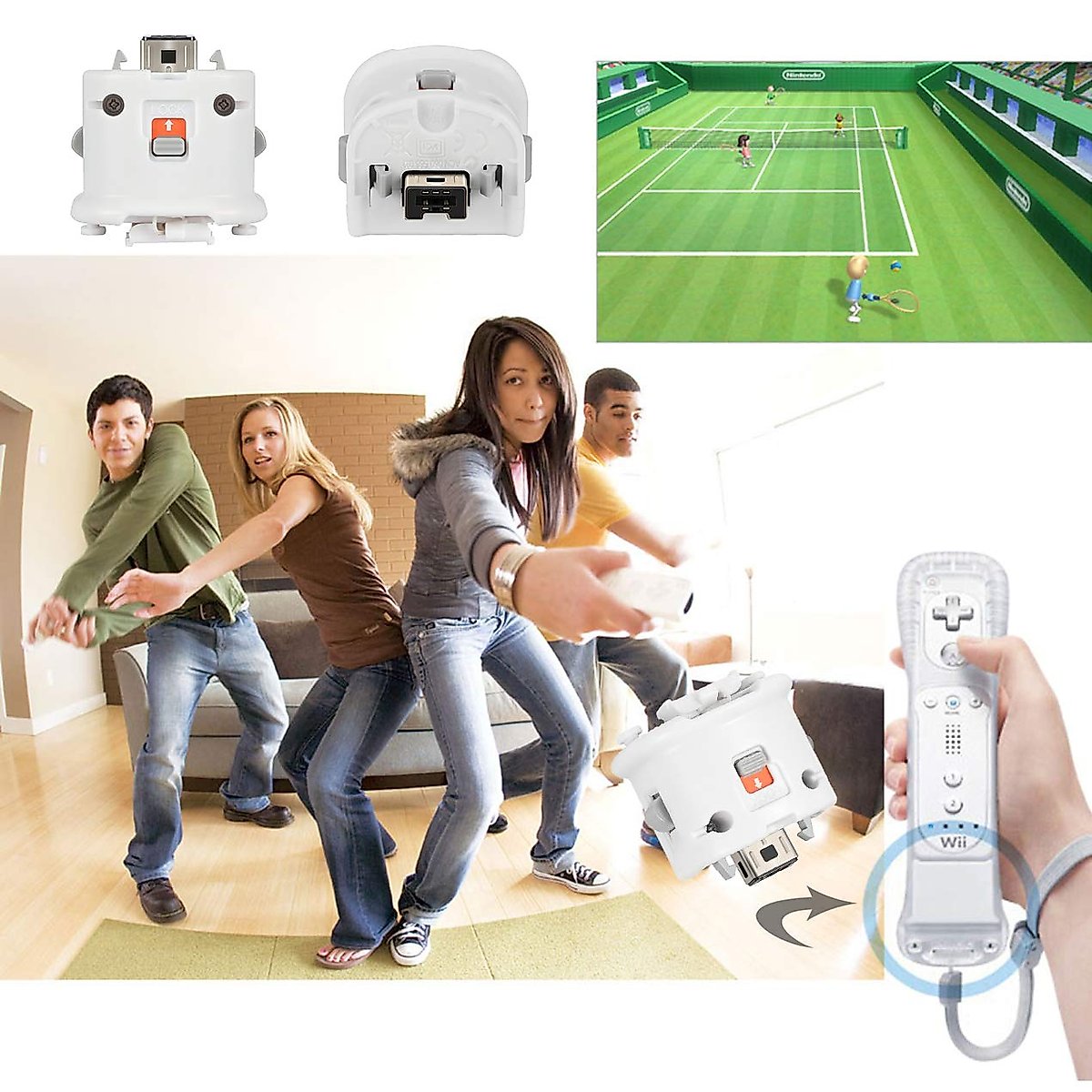 GIRIAITUS Wii Motion Plus Adapter-External Remote Motion Plus Sensor Controller -White,Set2 Pack