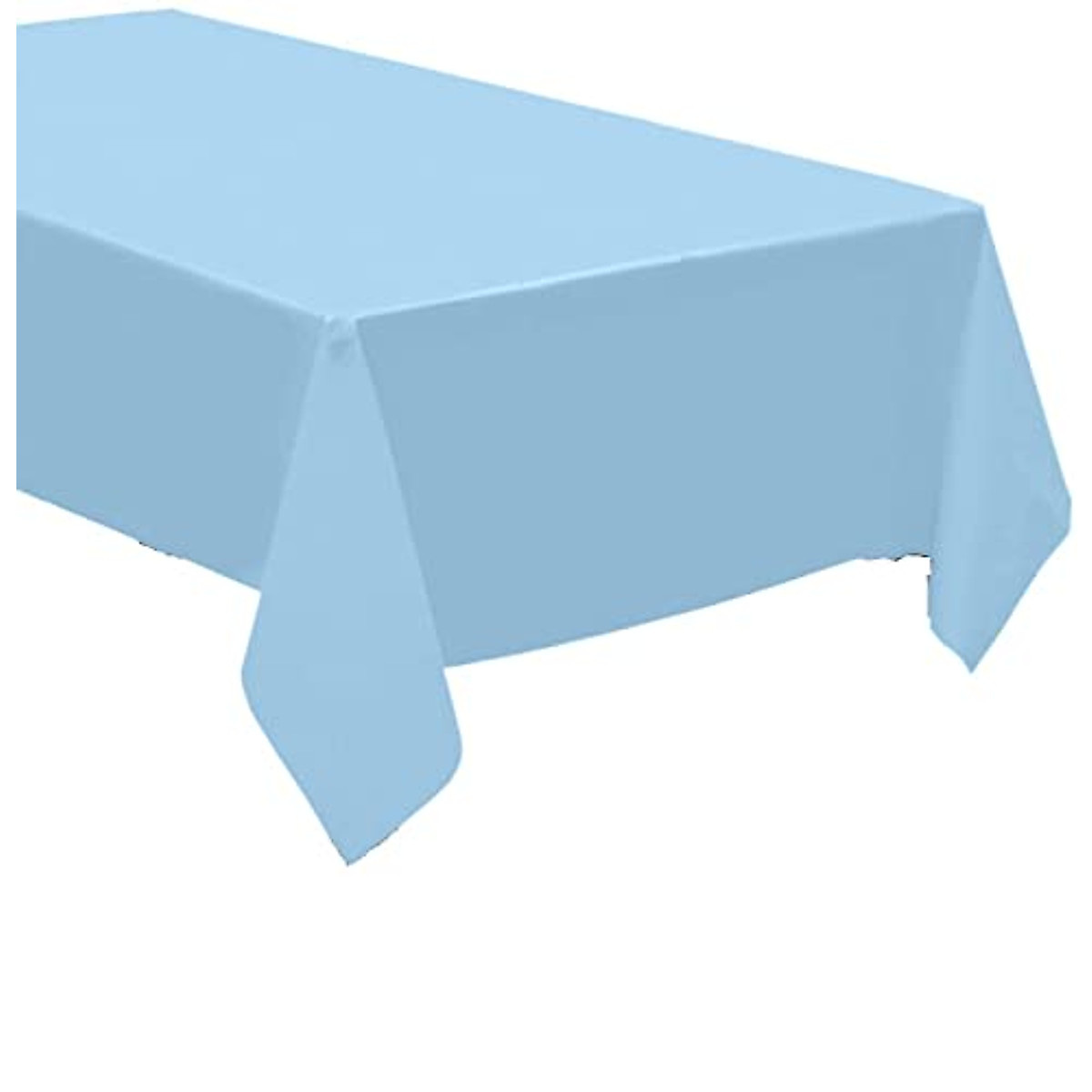 Pack of 4: Disposable Plastic Tablecloths / Table Covers, 54 x 108 inches Each (Light Blue)