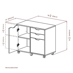 Winsome Halifax Storage Mobile Cabinets, 1 Large Door, 3 Drawers, for Home Office, Black