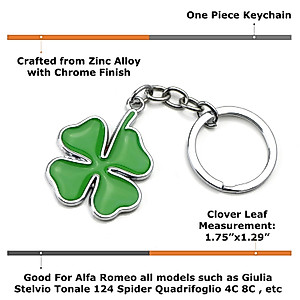 iJDMTOY Chrome Finish The Lucky Quadrifoglio Four Leaf Clover Cloverleaf Key Chain Ring Keychain