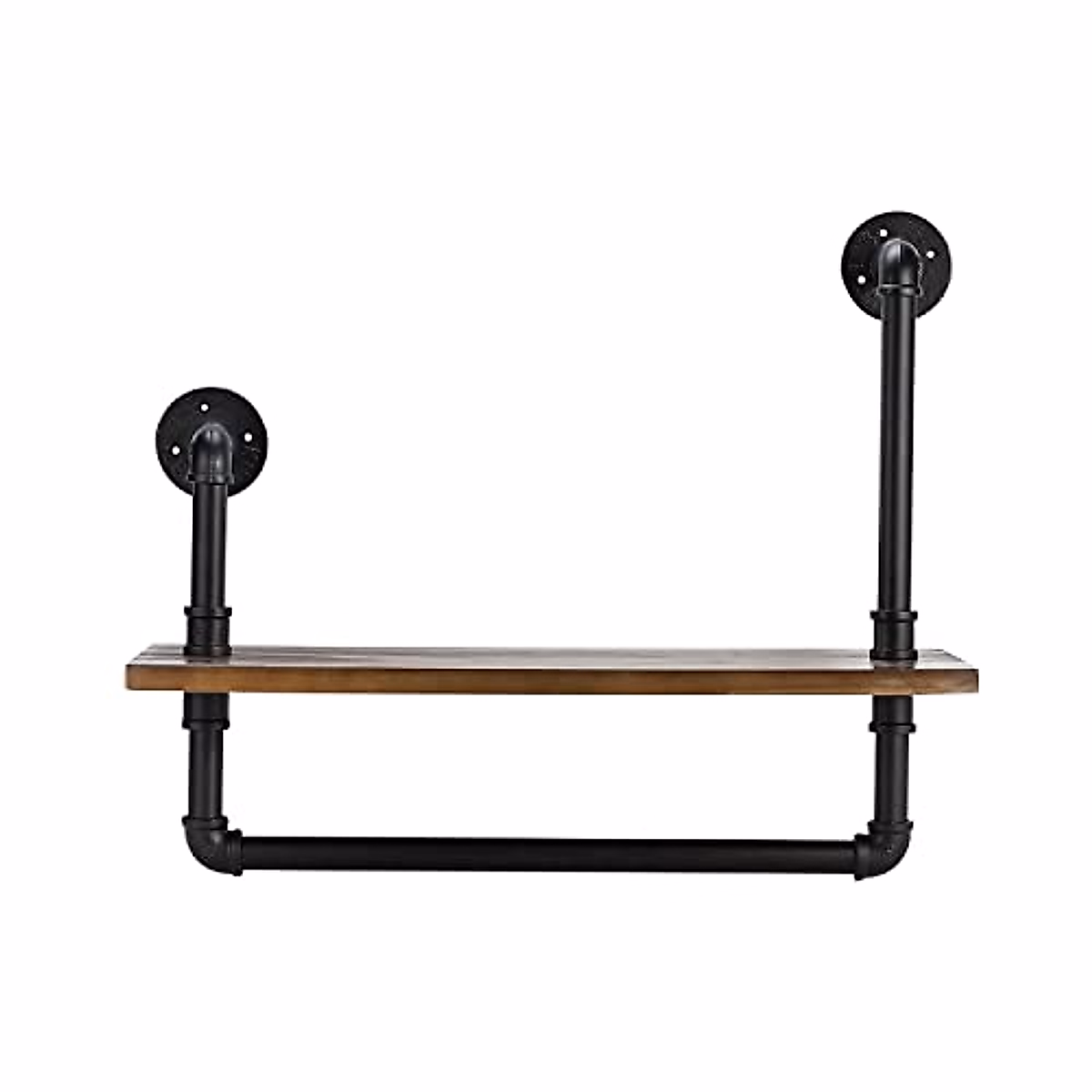 Self Control Industrial Retro Wall Mounted Pipe Shelving Brackets,Rustic Metal DIY Floating Shelves,Wall Shelf Unit Bookshelf,Hanging Iron Wall Decor for Kitchen,Office,Living Room,Bedroom (1-U-Tier)