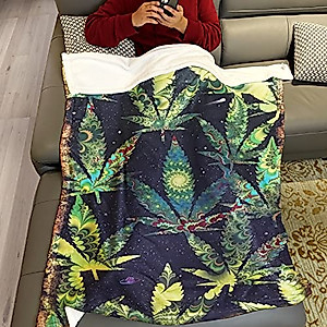HommomH 60" x 80" Blanket Throw Comfort Warmth Soft Plush Throw for Couch A Puff in Time Weed Ganja Marijuana