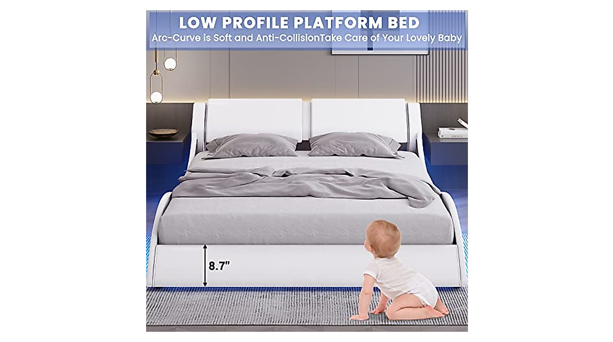 Modern LED Upholstered Bed Frame - DICTAC