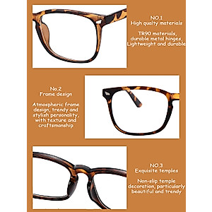 Onrtry Non Prescription Glasses for Men Women Square Clear Lens Eyeglasses (Tortoise)
