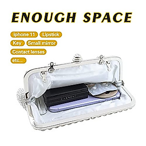 topfive Sparkly Silver Rhinestones Clutch Purse for Women Wedding Prom Party Handbag Evening Formal Bag