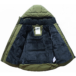 MOERDENG Kids Boy's Winter Coat Waterproof Fleece Lined Thick Down Coats Puffy Cotton Jackets with Hood