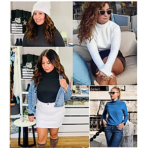 WOWENY Womens Fashion Turtleneck Long Sleeve Thermal Shirts Slim Fit Soft Base Layer Underwear Tops