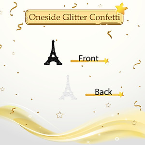 100pcs Eiffel Tower Confetti, Black Glitter Paris Party Table Confetti, Paris French Theme Party Paper Scatters, Baby Shower/Bridal Shower Party Table Decoration