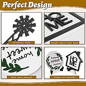 10 Pieces Farmhouse Tiered Tray Decor, Kitchen Decor Black White Plaid Gnome Wooden Mini Sign Table Decoration with String Lights for Farmhouse Rustic Home Kitchen Table Decor Tier Tray Ornaments Set