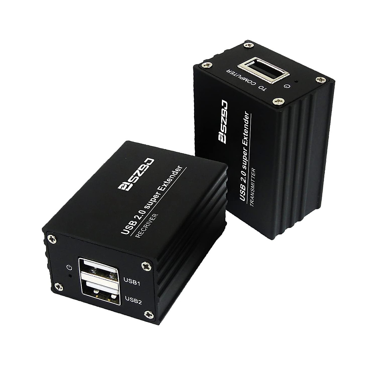 SZBJ USB Extender Over RJ45 Cat5E/6 up to 230ft Ethernet Cable Extender with Power Adapter with 2 USB2.0 Output - Full USB 2.0 Support for Keyboard, Dongle，Mouse, Webcam, and All Operating System 102