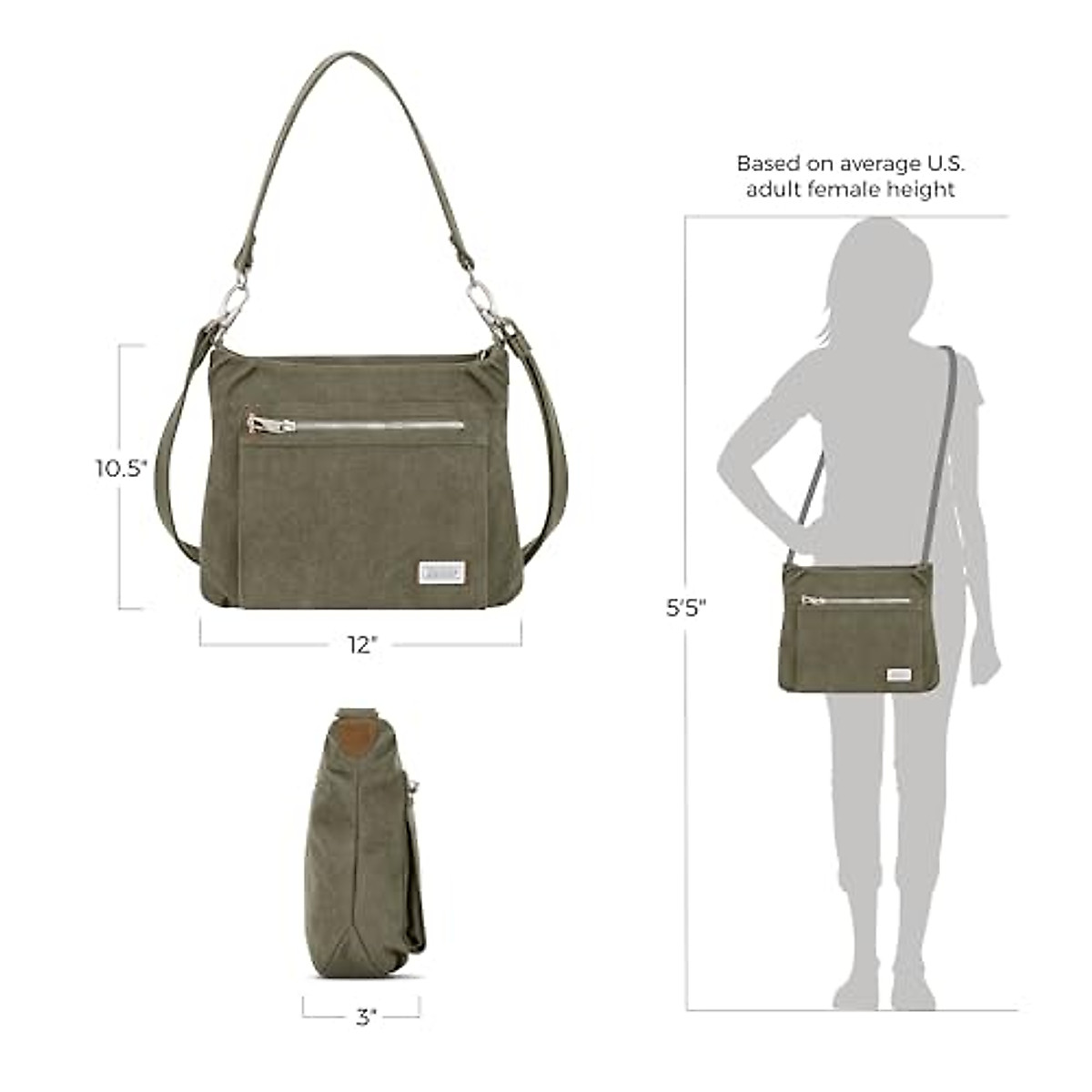 Travelon Anti-Theft Heritage Hobo Bag, Sage