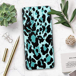 DesignSkinz Vector Hot Turquoise Cheetah Print Protective Vinyl Decal Wrap Skin Cover Compatible with The Samsung Galaxy S20 (Screen Trim & Back Glass Skin)