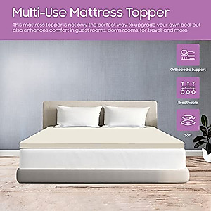 Continental Mattress 1-inch Mattress Topper for Back Pain Relief | Comfortable Bed Toppers for Mattresses with Orthopedic Benefits, Provides Accurate Balance Support for Body, Twin, White