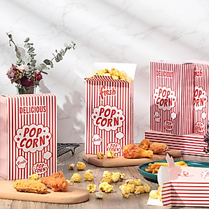 Sherr 400 Pieces Popcorn Boxes 1.25 oz Paper Close Top Popcorn Container Bags Bulk Red and White Striped Popcorn Cups Holder for Snack Movie Party Theater Night Birthday Carnival Circuses Supplies