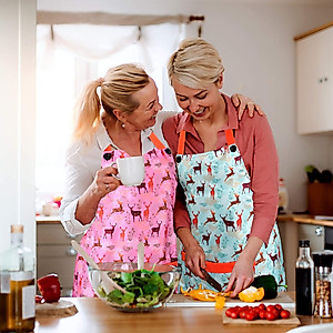 Zihuatailor Lightweight Waterproof Apron for Dog Grooming Bathing, Washing Dishes, Cute Deer Apron for Dog Groomer Bather - A