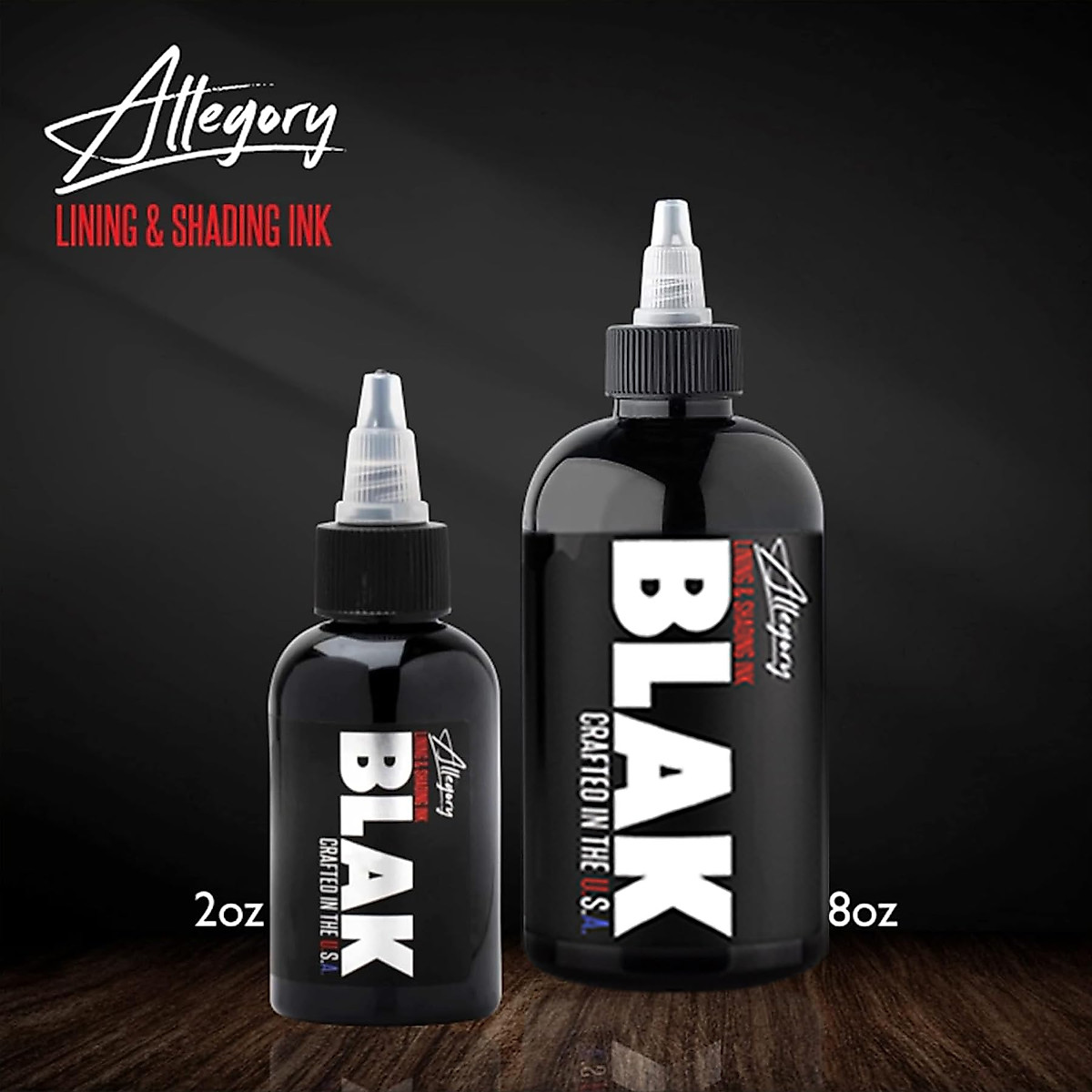 Allegory Tattoo Ink – Blak, Premium Black Tattoo Ink, Perfect for Lining and Shading, Smooth, Consistent Pigment, Vegan Friendly Tattoo Color, Organic Ink, Crafted in The USA, 2 oz