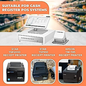3 1/8 x 230 Thermal Paper Receipt Cash Register Rolls POS Printer Paper Epson tm-t88v and more BPA Free 48 GSM (10 ROLLS)