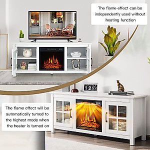 Tangkula Electric Fireplace TV Stand for TVs Up to 65 Inch, Fireplace TV Console w/Remote Control, 3-Level Adjustable Brightness, Overheat Protection, TV Entertainment Center w/Fireplace Insert