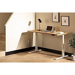 South Shore Ezra Adjustable Height Standing Desk, Nordik Oak and White