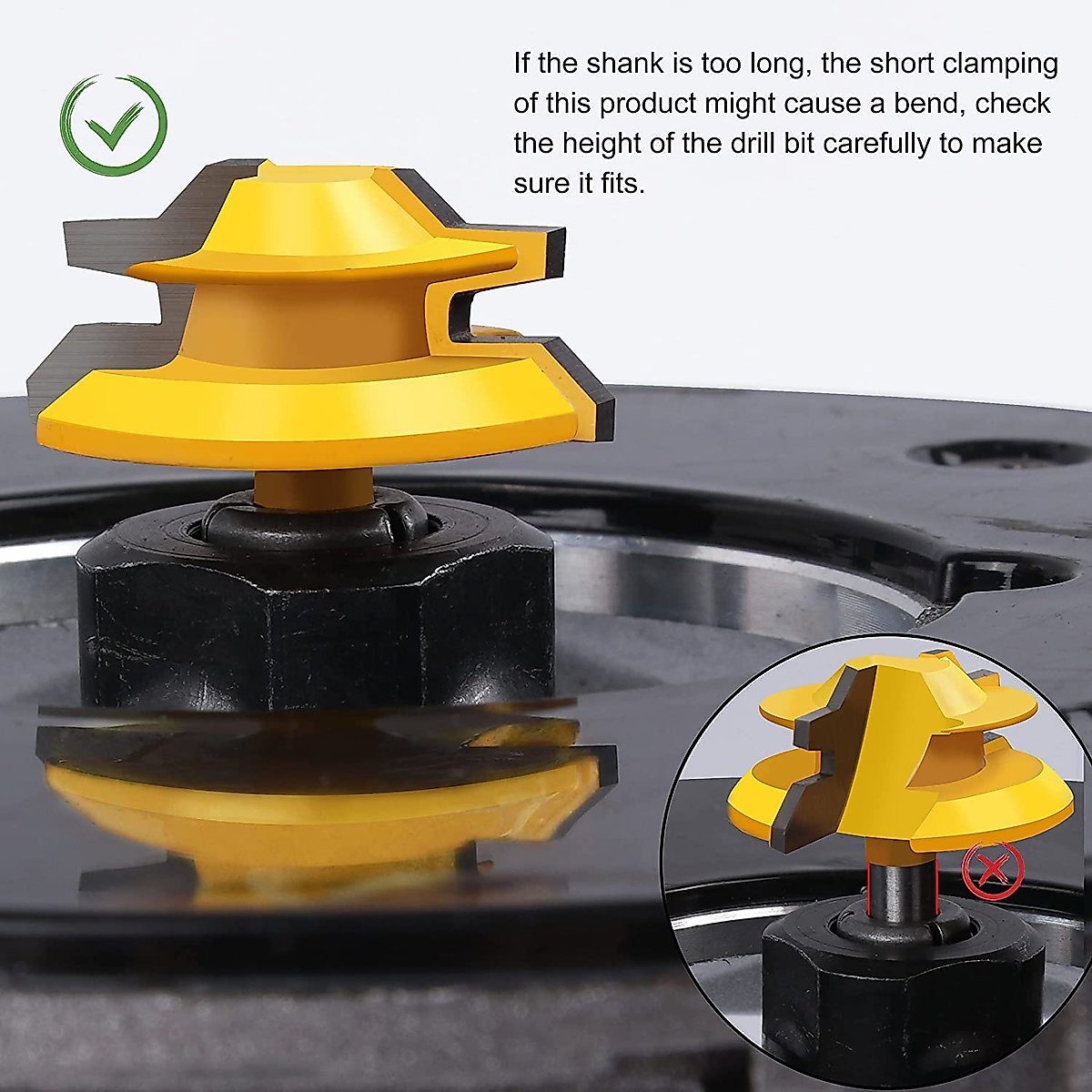 Newdeli 45 Degree Lock Miter Router Bit 3-Piece Set, for 1/2”, 5/8”, 3/4” Cutting Height, 1/4 Inch Shank. Easy to Create Lock Miter Joint