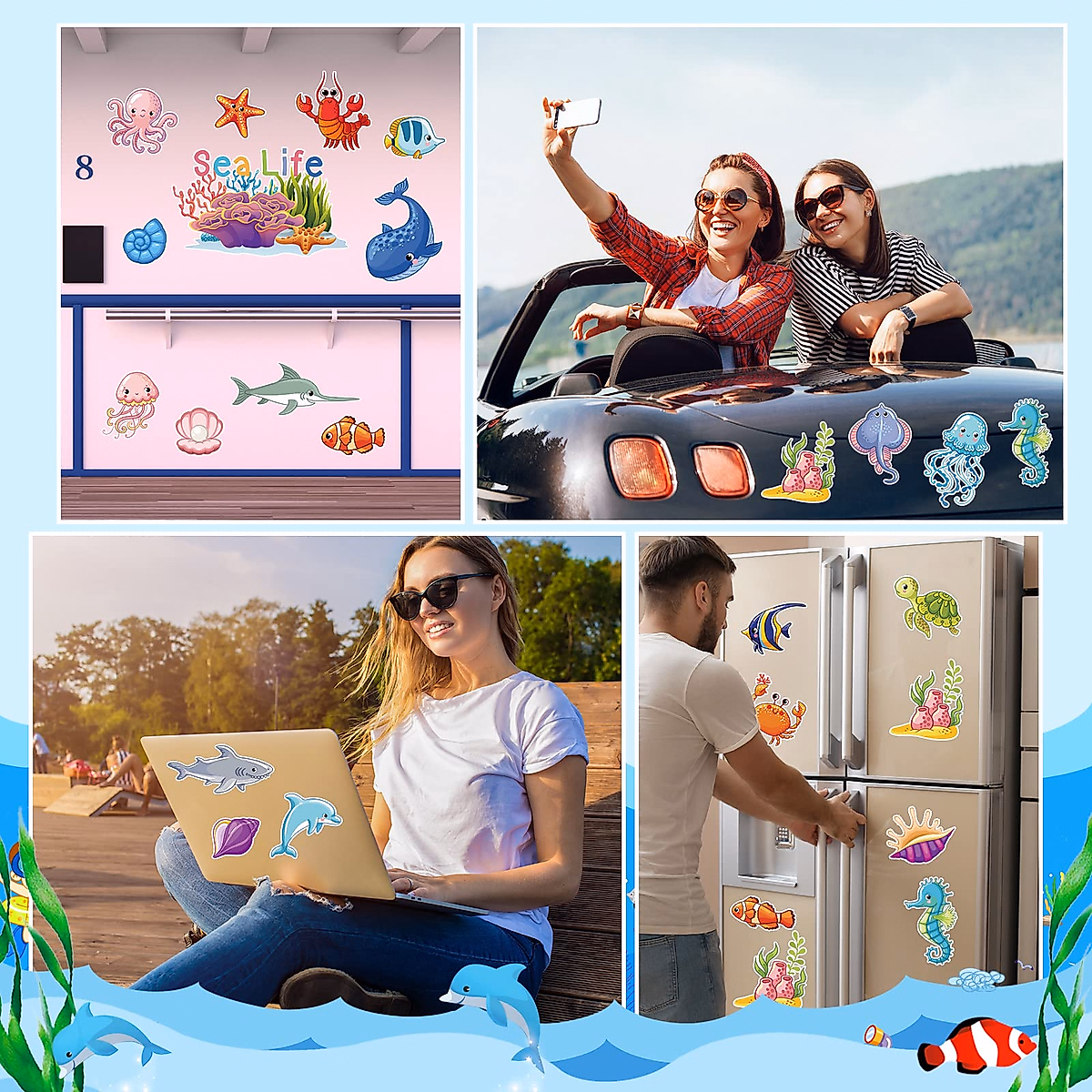 25 Pcs Cruise Door Decorations Magnetic Ocean Sea Animal Car Magnets Fish Fridge Magnet Stickers Cruise Door Magnet Hawaii Tropical Magnetic Decals for Refrigerator Kitchen