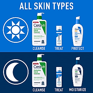 CeraVe Hydrating Face Wash and Hyaluronic Acid Serum with Vitamin B5 Set | 19oz Face Wash + 1oz Serum | Hydrating for Dry Skin | Fragrance Free