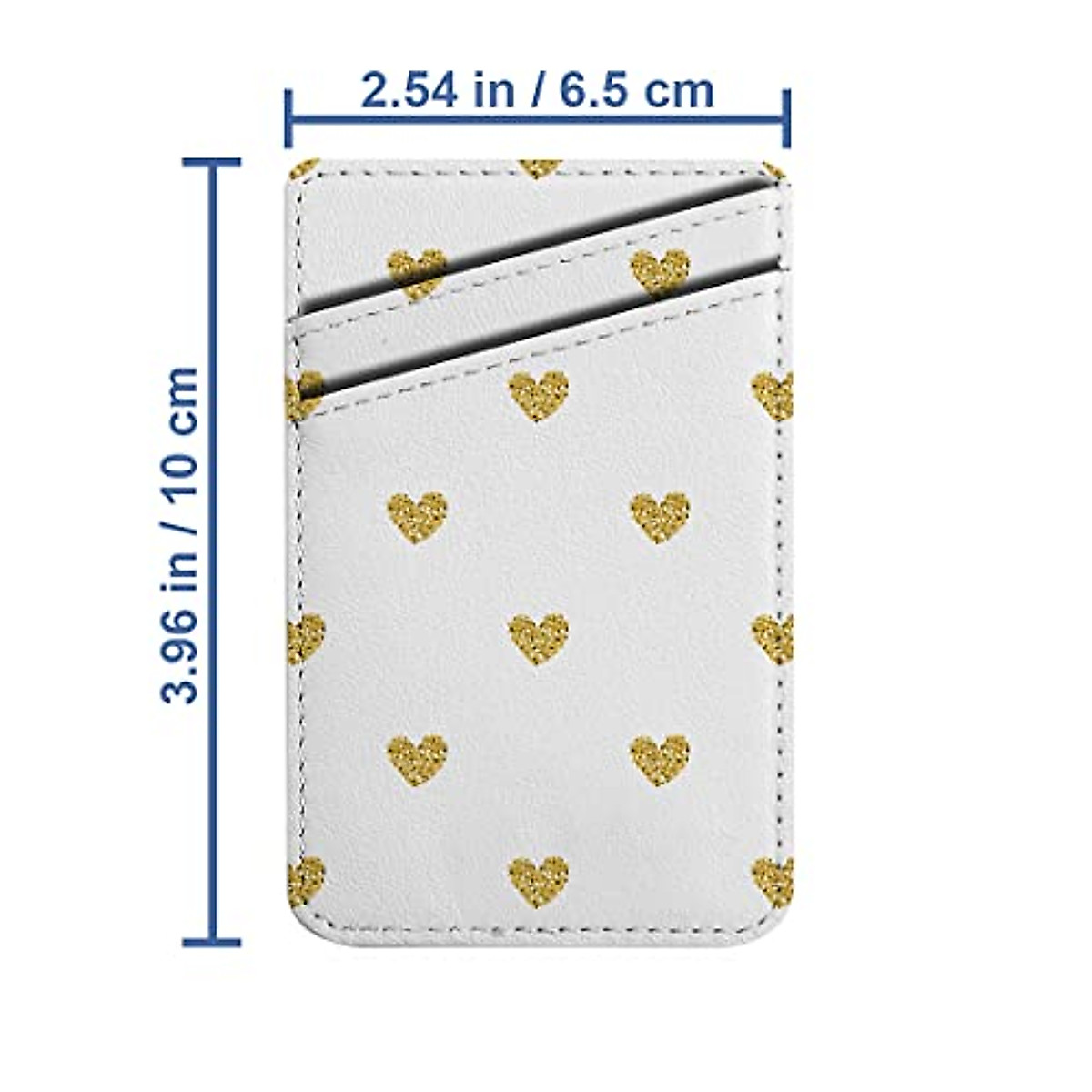 Diascia Pack of 2 - Cellphone Stick on Leather Cardholder ( Gold Heart Glitter Pattern Pattern ) ID Credit Card Pouch Wallet Pocket Sleeve