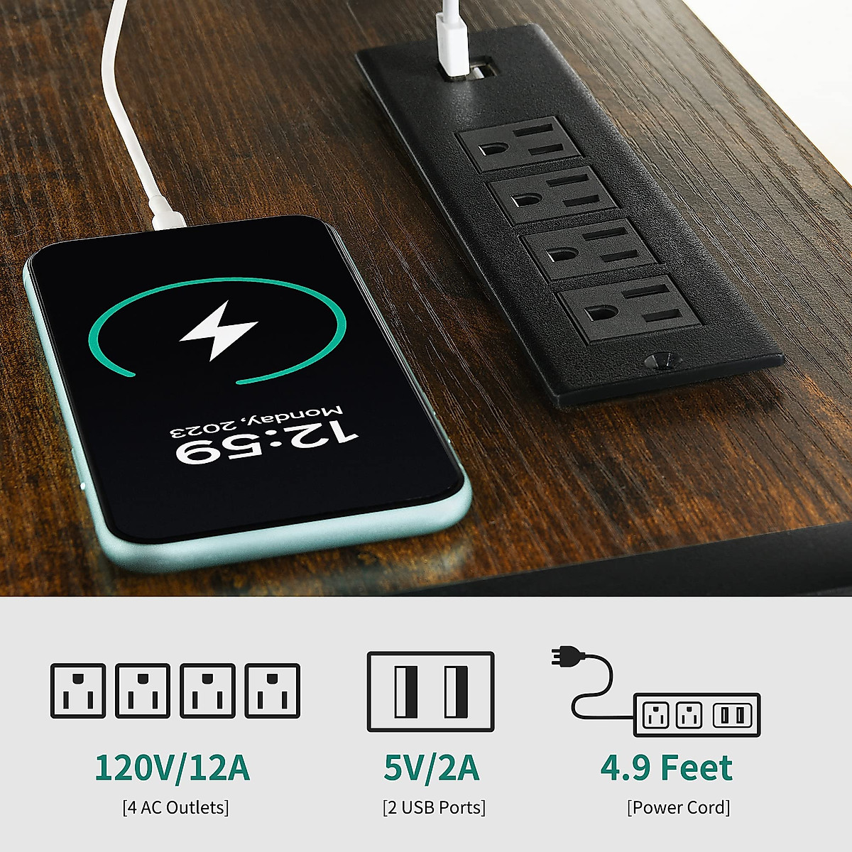 YITAHOME LED Television Stands w/Power Outlets for 70/65 inch, Modern Industrial TV Stand, Entertainment Center w/Open Storage, Entertainment Center for 360lbs for Living Room, Retro Brown