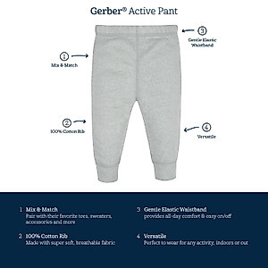 Gerber Baby Girls Multi-Pack Active Pants Set, Hearts, 3-6 Months