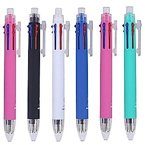 Ipienlee 5 + 1 Multifunctional Pens 5 Color 0.7 mm Ballpoint Multi Pen and 0.5 mm Mechanical Pencil in One Pen, Pack of 6