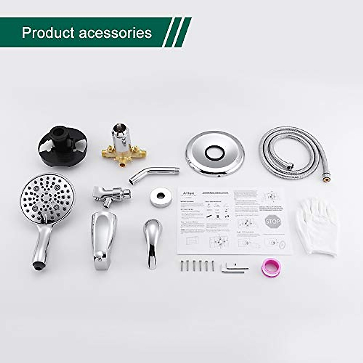 AIHOM Shower Faucet Set With Tub Spout,Shower Trim Kit With Pressure Balanced Valve, Dual-Function 5-Spray Touch-Clean Handheld Shower Head Combo, Chrome
