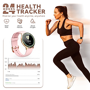 EIGIIS Smart Watch for Women 2023 HD Smartwatch for iPhone and Android Phones 3ATM Waterproof Fitness Watch with Heart Rate Blood Oxygen Temperature Monitor Sleep Tracker Pedometer