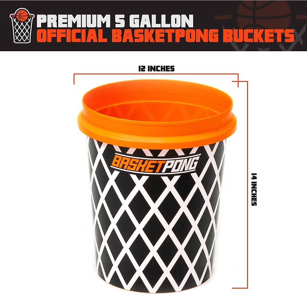 BasketPong Giant Yard Pong X Basket Ball Game with Durable Balls and Buckets Outdoor Game for Lawn, Backyard and Beach Set Includes 12 Buckets 2 Basket Balls Carrying Bag and Air Pump