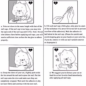 YMCCOOL 100pcs Cat Nail Caps/Tips Pet Cat Kitten Paws Covers Control Paws of 10 Nails Caps and 5Pcs Adhesive Glue 5 Applicator with Instruction