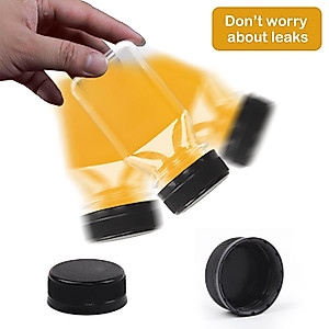 Lainrrew 24pcs 4oz Plastic Juice Bottles with Black Caps - Reusable Clear Containers, Tamper Proof Lids for Smoothies, Milk & Beverages