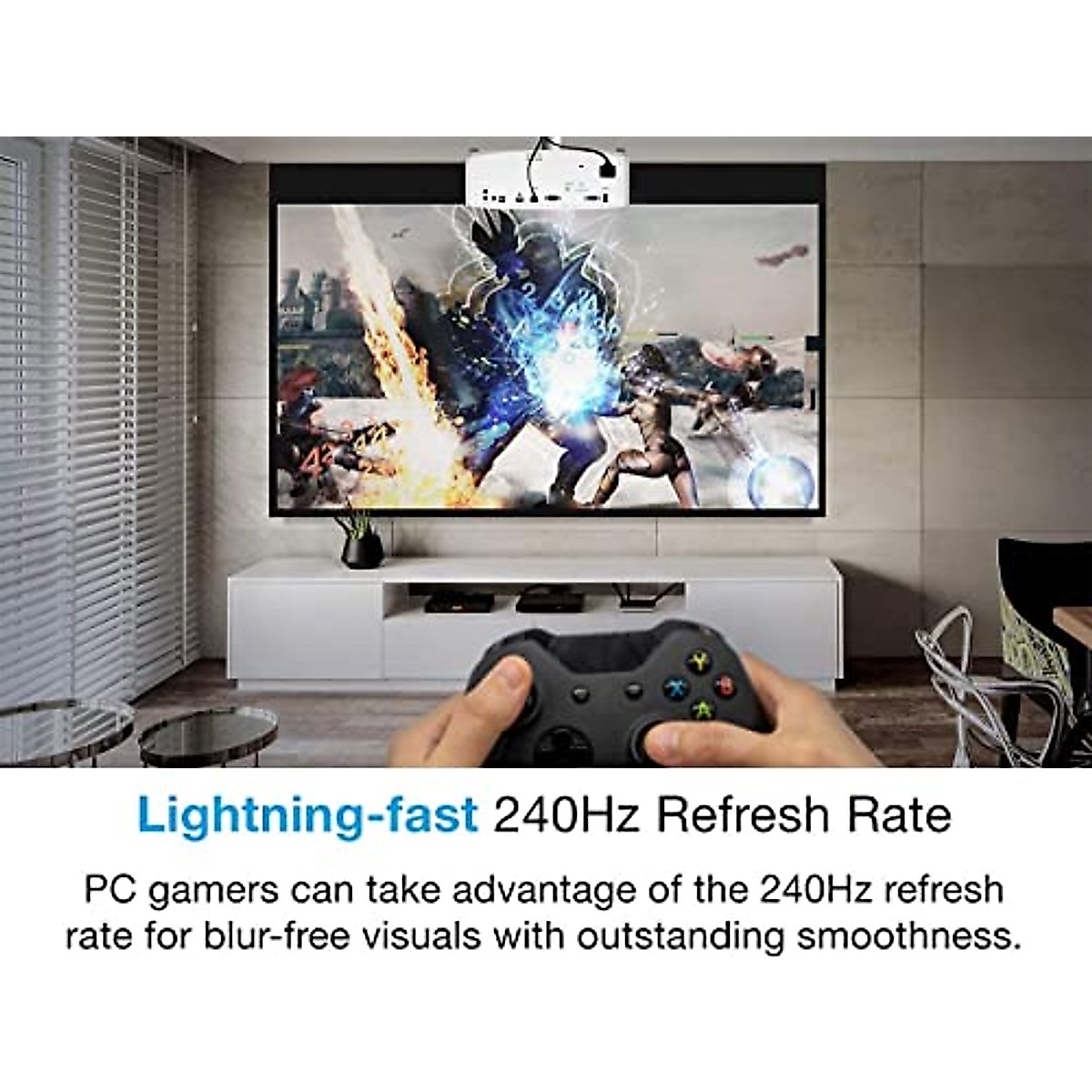 Optoma UHD38x Bright, True 4K UHD Gaming Projector | 4000 Lumens | 4.2ms Response Time at 1080p with Enhanced Gaming Mode | Lowest Input Lag on 4K Projector | 240Hz Refresh Rate | HDR10 & HLG