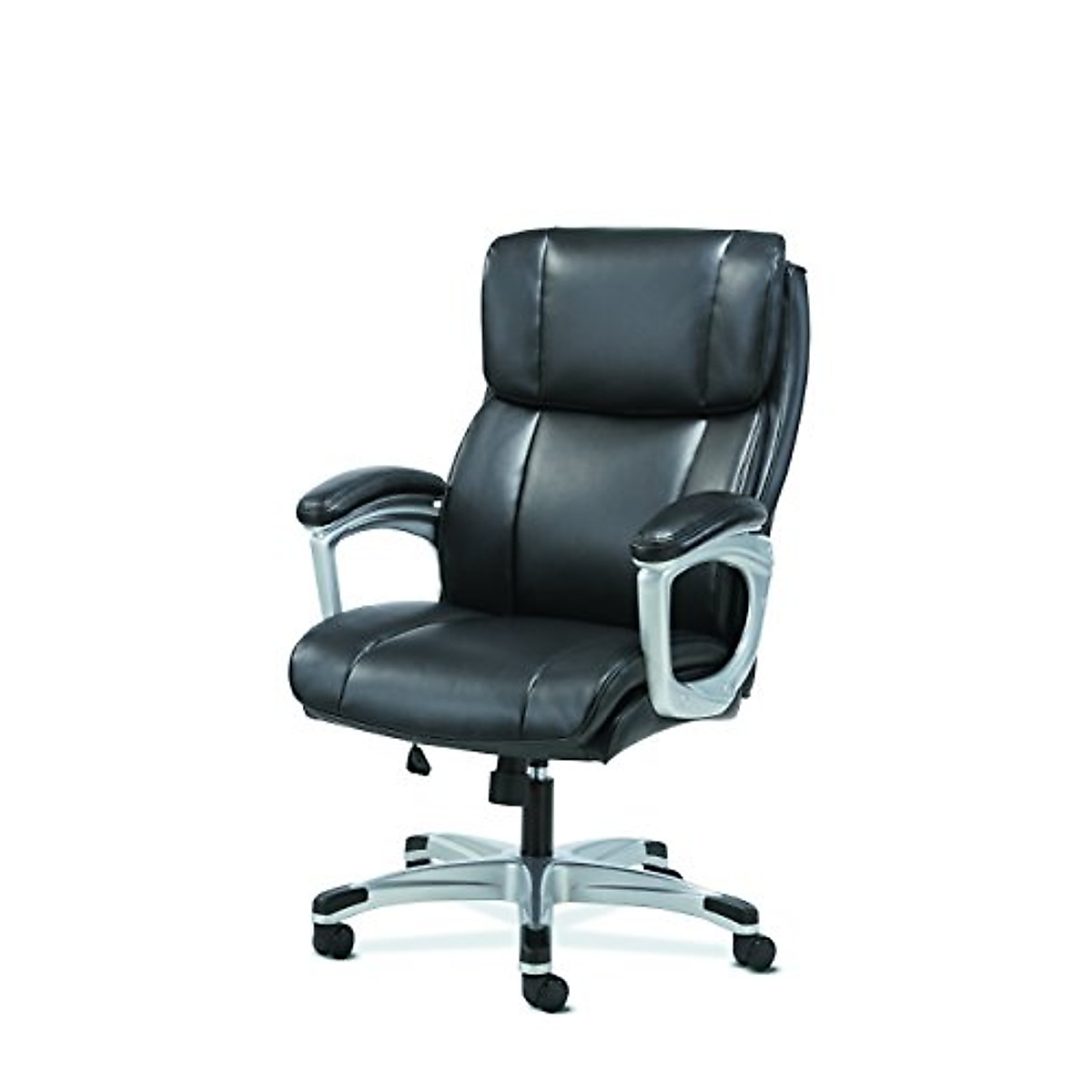 Sadie Executive Computer Chair- Fixed Arms for Office Desk, Black Leather (HVST315)