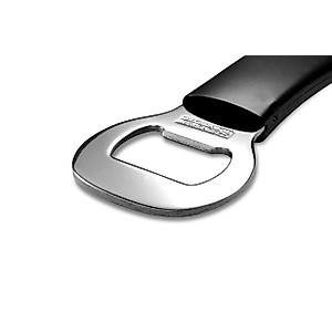 Seki Japan Hand Held Manual Bottle Opener, Heavy Duty Stainless Steel Beer Cap Opener, 3.7" Black Plastic Handle