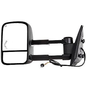 FEIPARTS Tow Mirrors Fit for 2007-2014 for Chevy for GMC 2007 for GMC Sierra 1500/2500 HD/3500 HD (Fit 07 New Body Style Only) Towing Mirrors with Left Right Power Black Heated Lens with LED Light