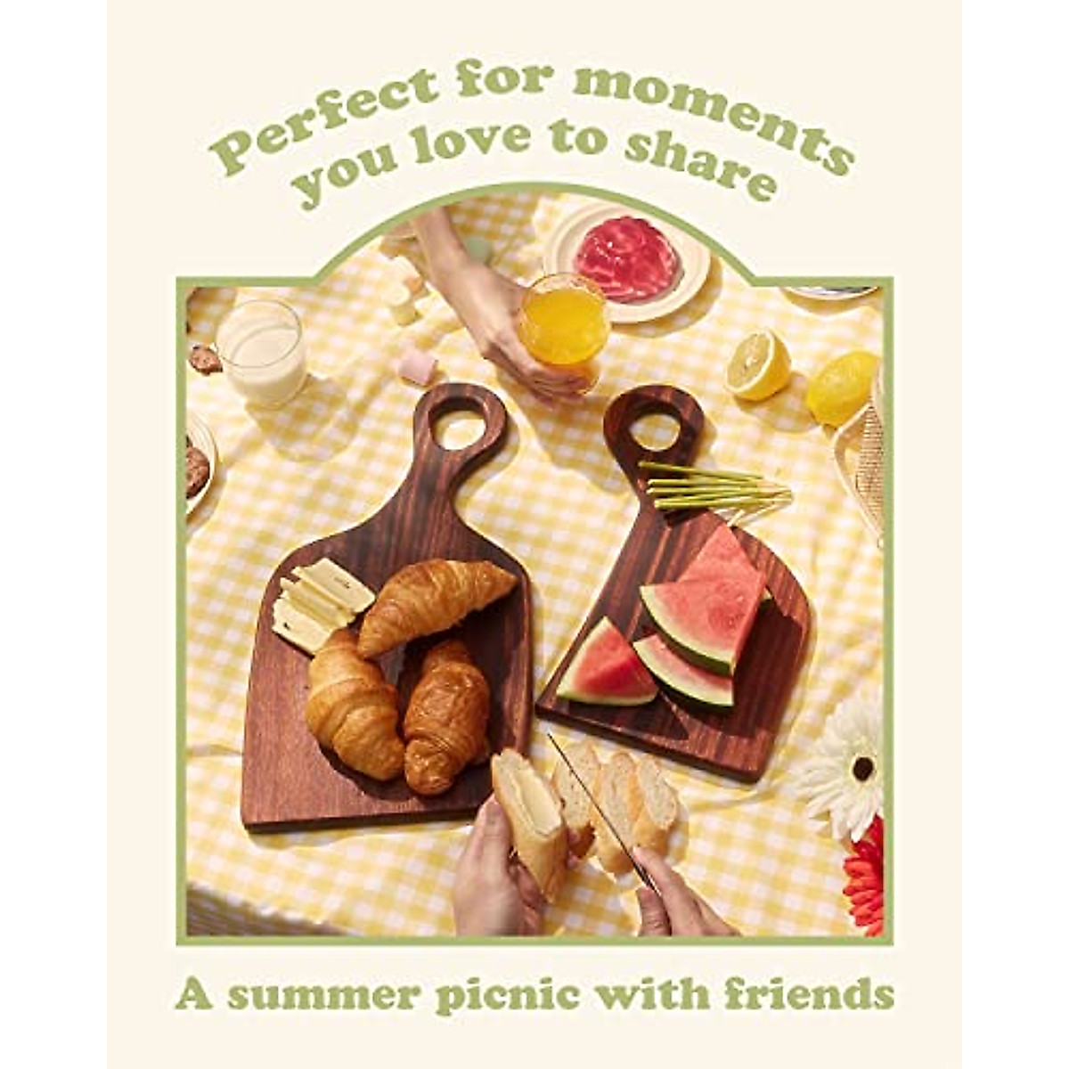 Perfect Anniversary, Wedding, Housewarming Gifts for The Couple - 2 Piece Solid Wood Cutting Board Set with Handle for Kitchen - Decorative Serving Charcuterie Board by We Made