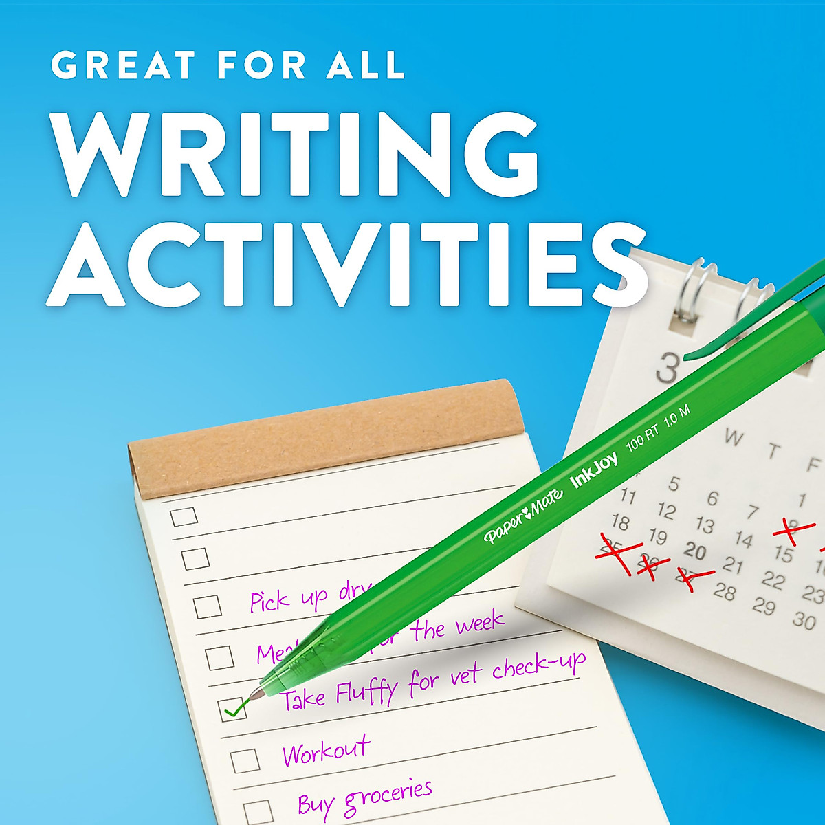 Paper Mate InkJoy 100RT Retractable Ballpoint Pens, Medium Point, Red, Box of 12